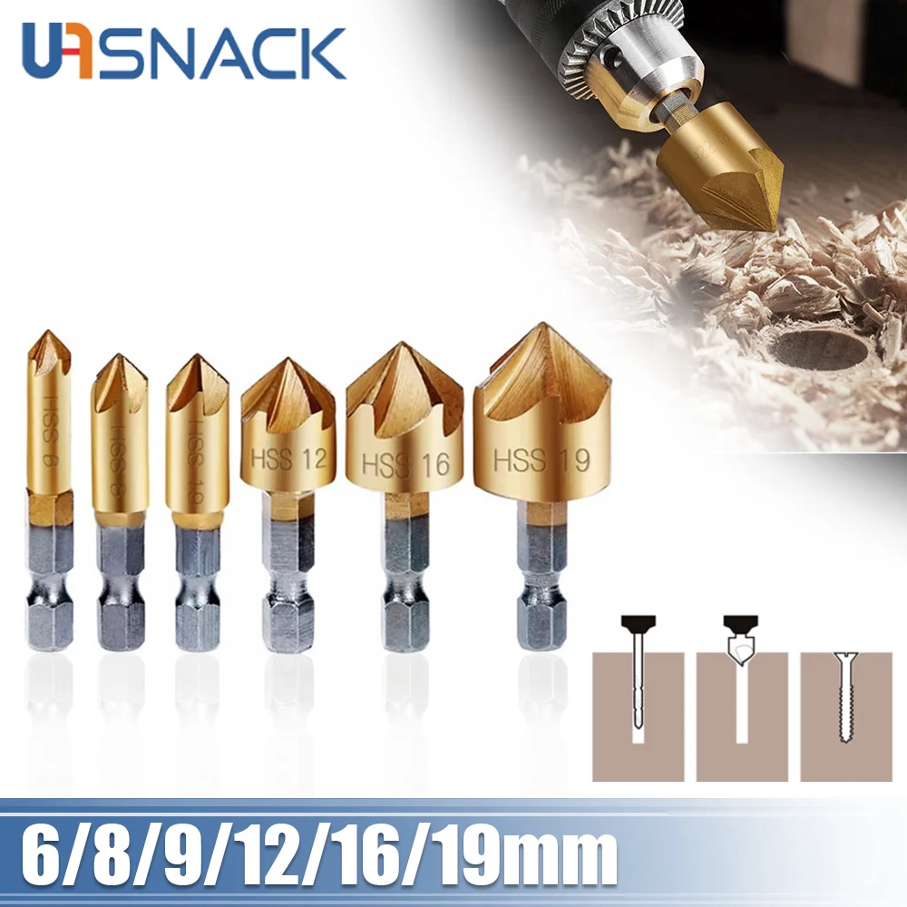 Woodworking Tools | Chamfering Cutter | Drill Bit | Uasnack - 3pcs 6pcs ...