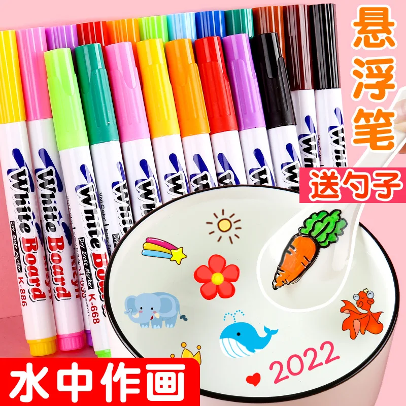 12-Color-Marker-Pen-Magical-Watercolor-Note-Number-Pen-Floating-Ink-Pen ...
