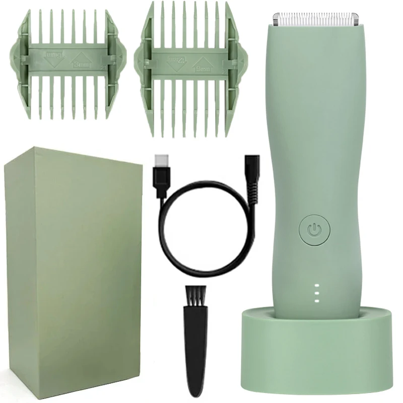 Body-Hair-Trimmer-for-Men-Balls-Waterproof-Green-Electric-Shaver ...