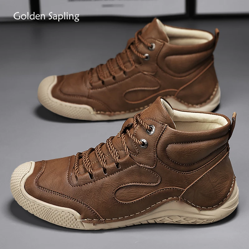 Botas-retr-sapling-douradas-masculinas-sapatos-de-plataforma-confort ...