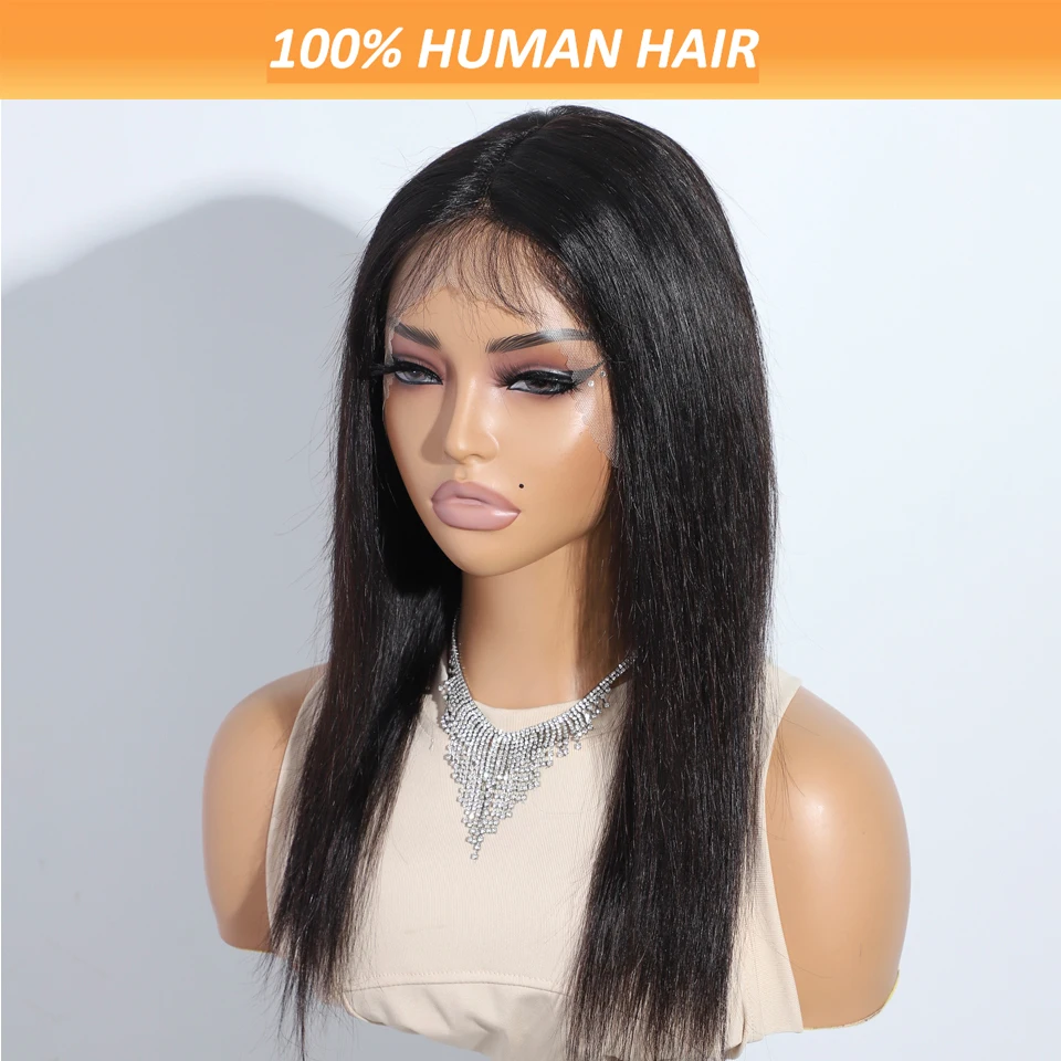 Sleek-16-Inch-13X6X1-Straight-Lace-Front-Wigs-Straight-Human-Hair-Wigs ...