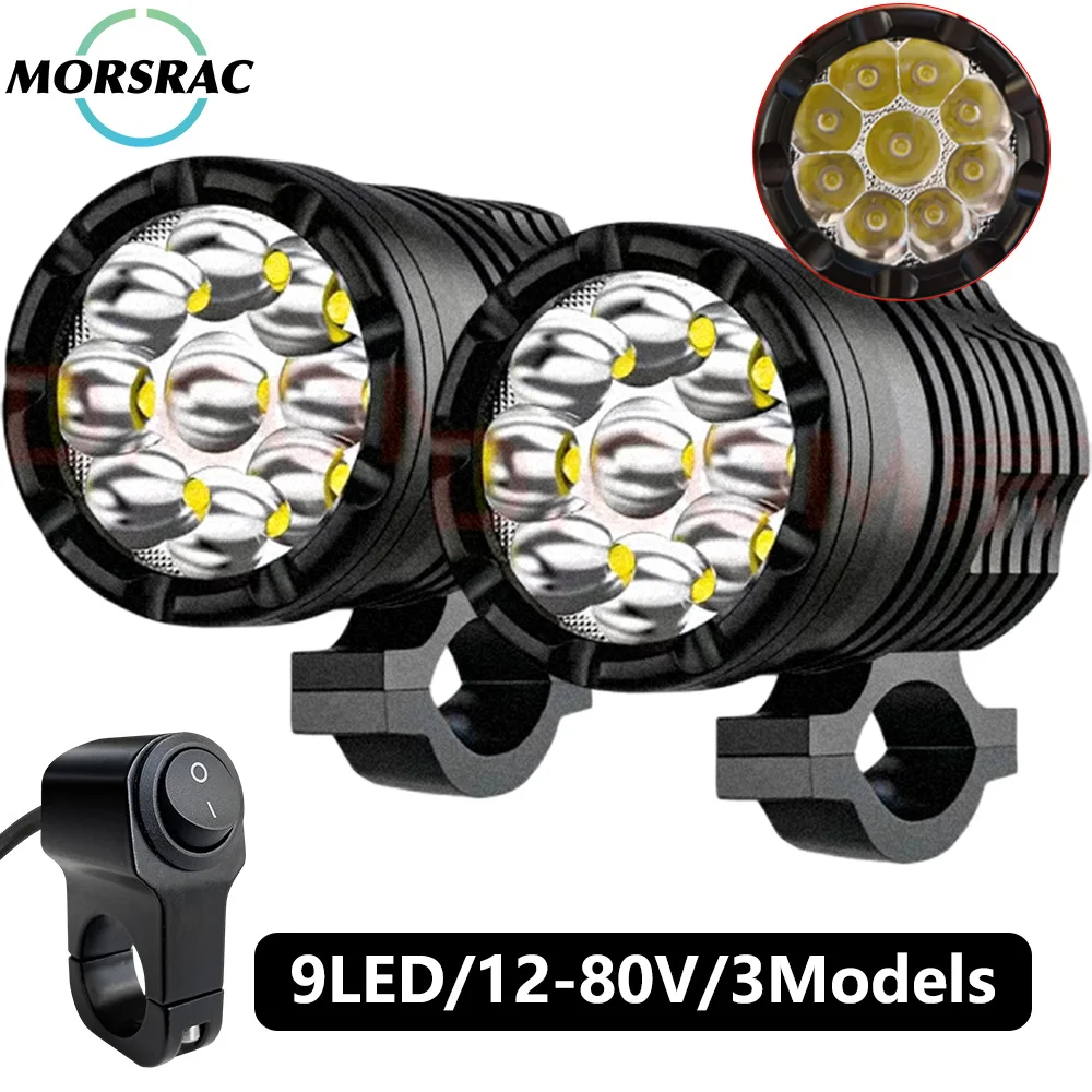 9-Chips-Additional-LED-Headlights-For-Motorcycle-Led-Lights-High-Low ...