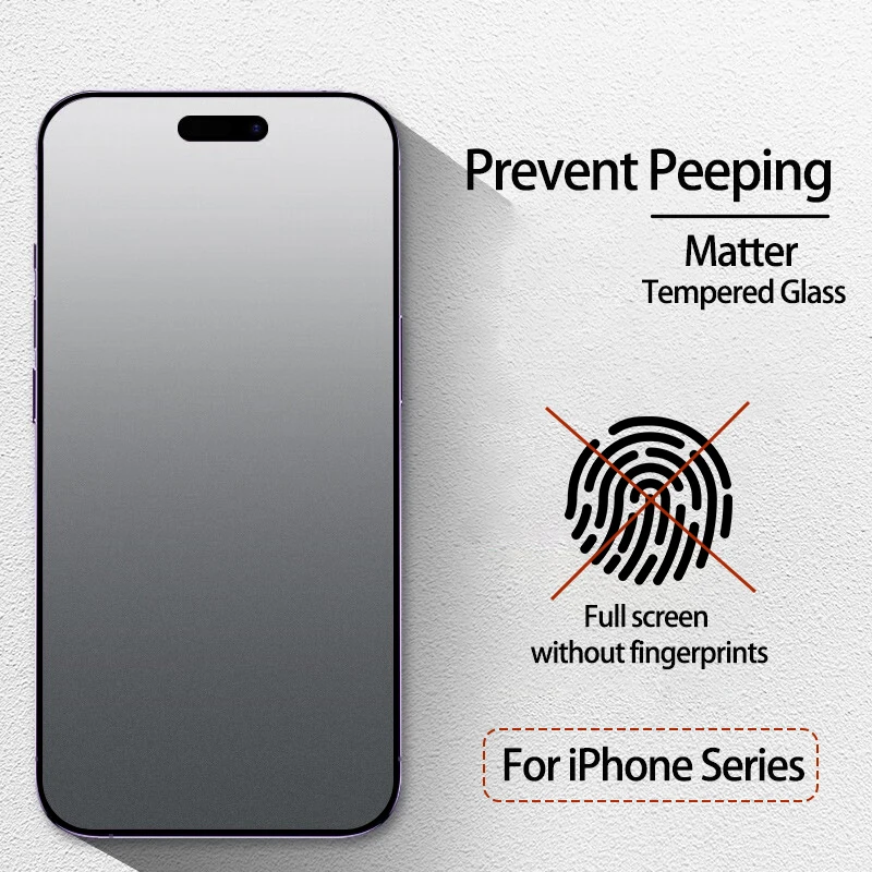 Anti-Spy Matte Tempered Film For iPhone 15 14 Plus 13 12 Mini 11 Pro XS ...