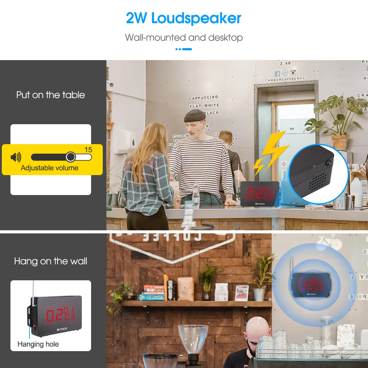 Retekess TD136 Wireless Calling Customer Service Pager Display Receiver ...