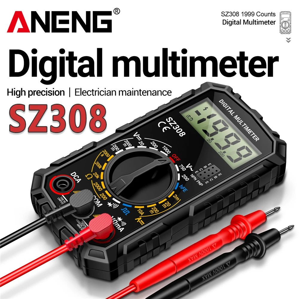 ANENG-SZ308-Square-Wave-Digital-Tester-1999-Counts-HFE-Triode-Buzzer ...