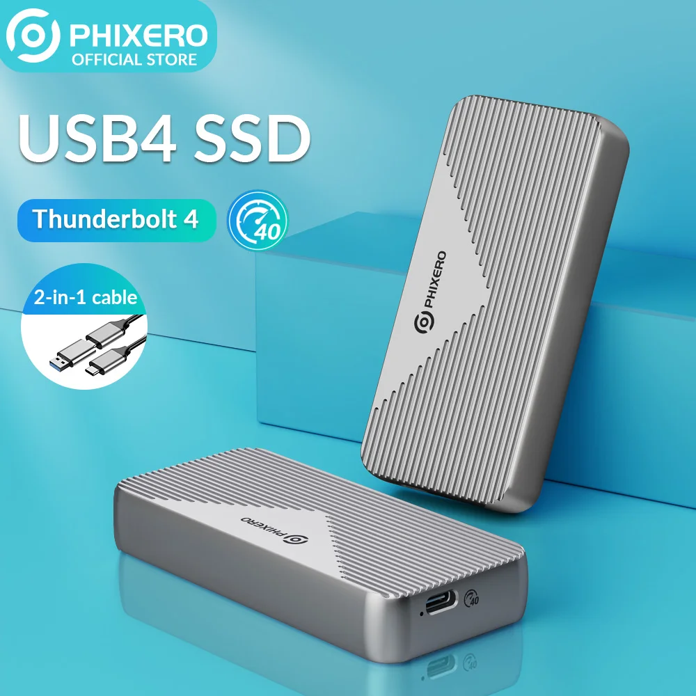 PHIXERO USB4 NVMe SSD Enclosure 40Gbps PCIe3.0x4 Aluminum M.2 SSD Case ...