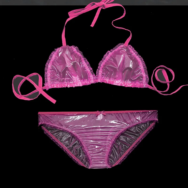 Senhora-sexy-pvc-ling-rie-conjunto-sedu-o-transparente-fino-macio-biqu ...