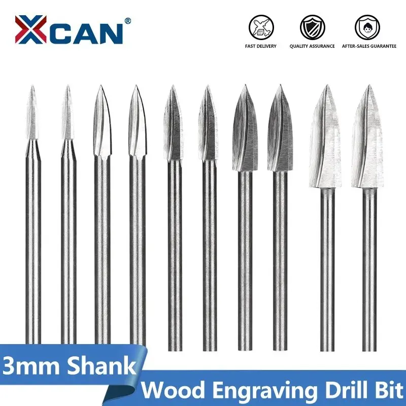 XCAN-10pcs-Wood-Engraving-Bit-3mm-Shank-3-8mm-Carbide-Grinding-Burr-for ...