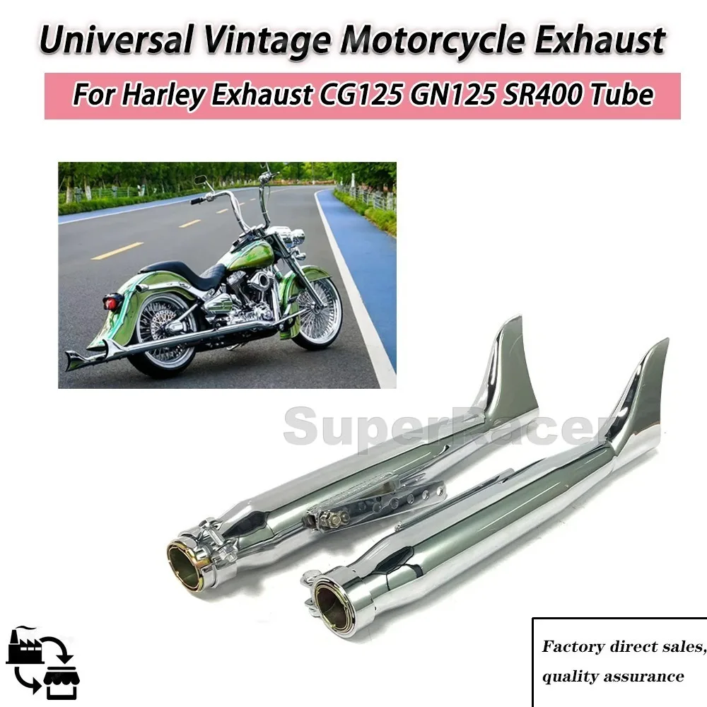 Left-Right-Side-Retro-Motorcycle-Exhaust-Pipe-Universal-Fish-Tail-For ...