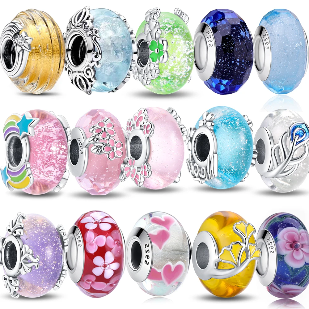 Colorido-Cora-o-De-Vidro-Murano-Charme-925-Sterling-Silver-Fit-Pandora ...
