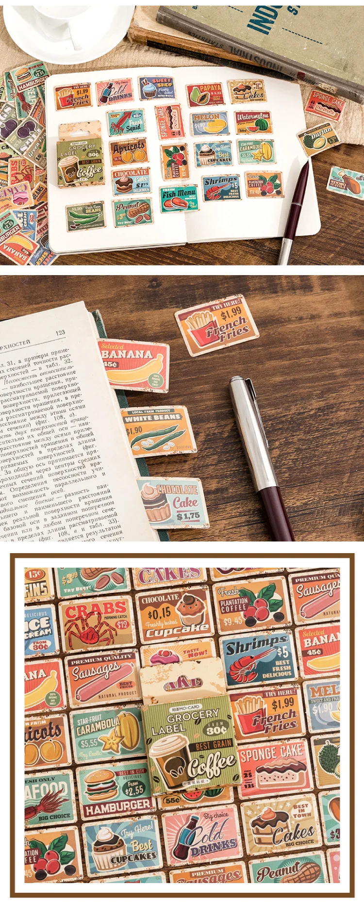 45PCS Vintage Department Store Label Decorative Stickers Retro Bills ...