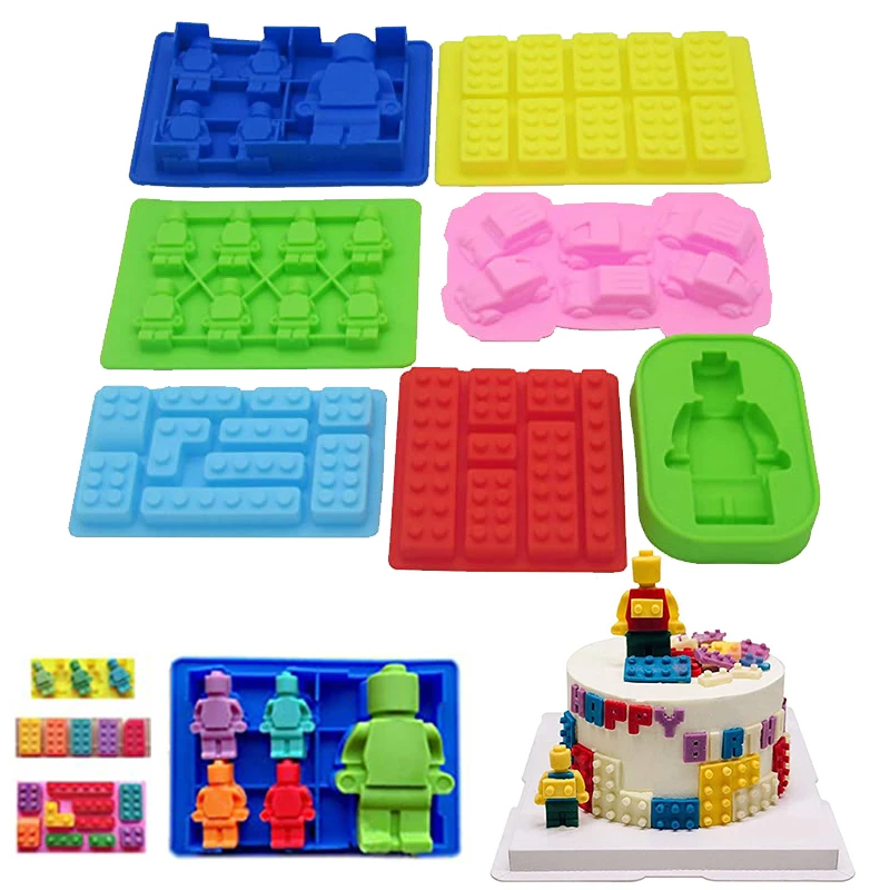 Block Silicone Mold Building Bricks Robots Chocolate Jello Mould Cake ...
