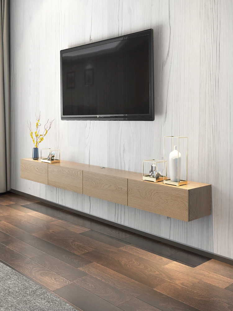 Wall Mounted TV Cabinet Small Apartment Walnut Hanging TV Stand Wood Hanging TV Cabinet AliExpress