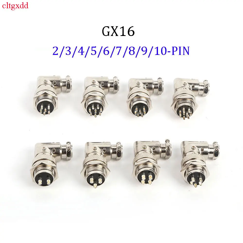 1Set GX16 90 degree right angle XLR 16mm elbow 2 3 4 5 6 7 8 9 10 pin ...