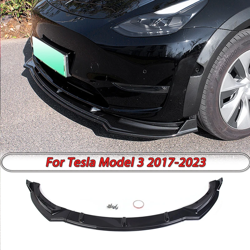 For Tesla Model 3 Car Front Bumper Splitter Lip Spoiler Body Kit ...
