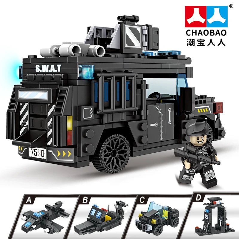 1095pcs City Police Station Building Blocks Swat Team Truck, 56% OFF
