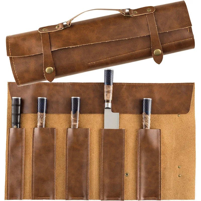 Professional Leather Chef Knife Bag Portable Cooking Kitchen Knives ...