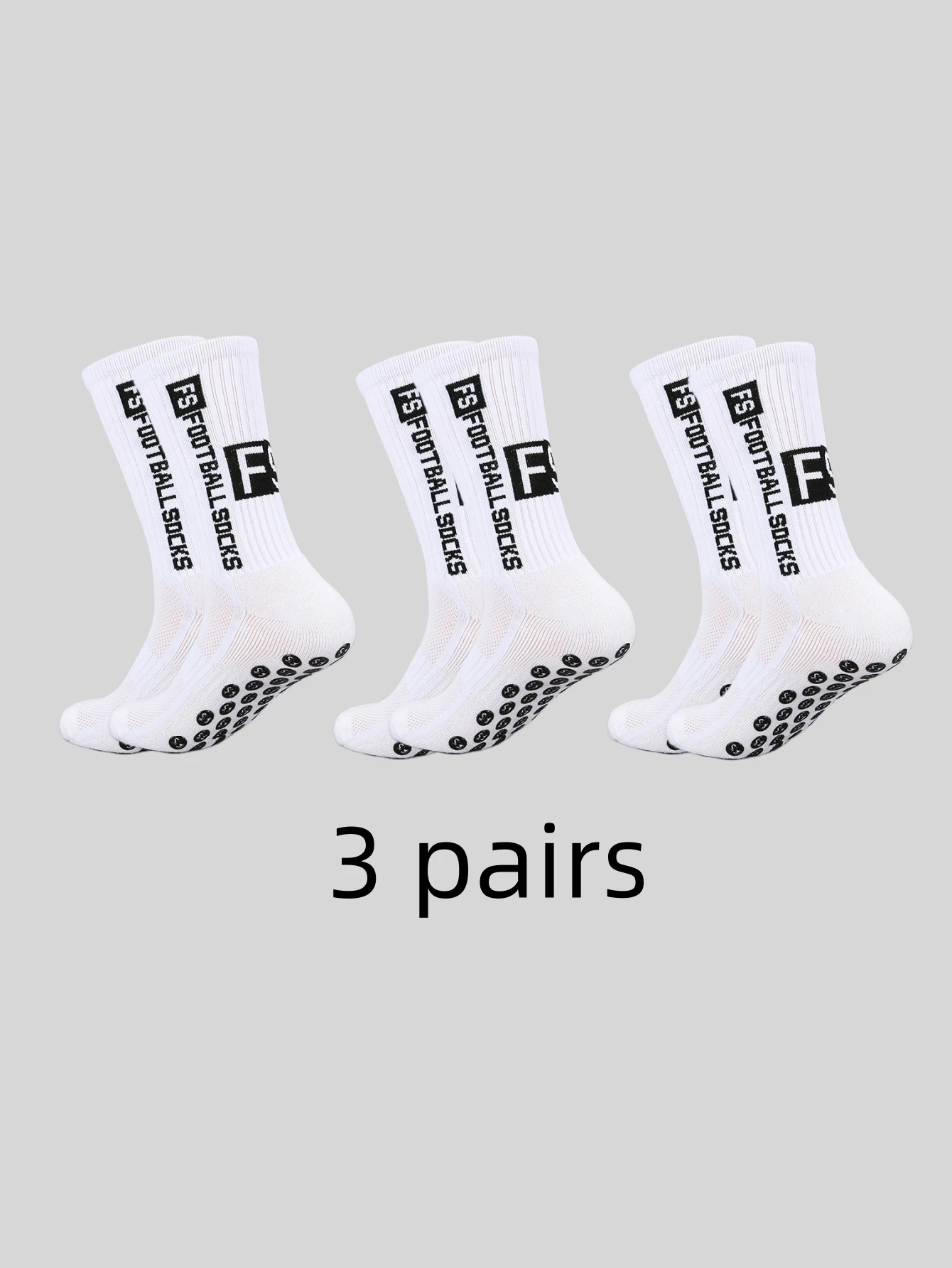 3 pairs of anti slip, sweat and odor resistant FS football sports socks ...