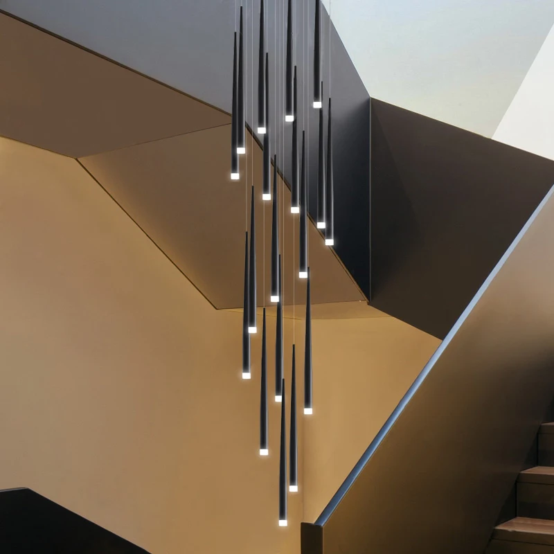 Conical Chandelier Stair Lamp High-Rise Attic Lamp Modern Simple Villa ...