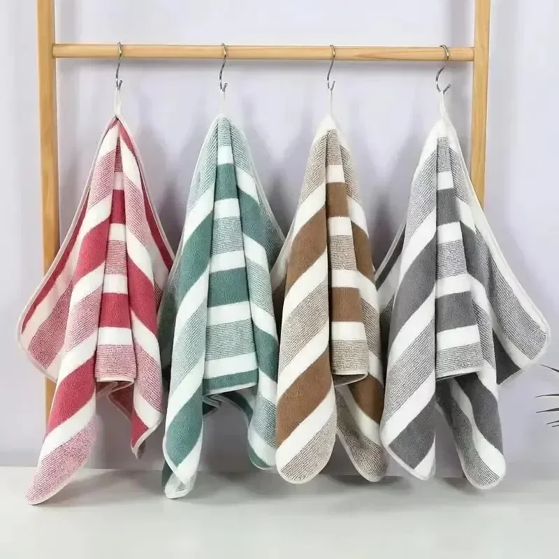 Striped-Pattern-Towel-Set-Soft-Hand-Towel-Bath-Towel-Quick-Drying ...