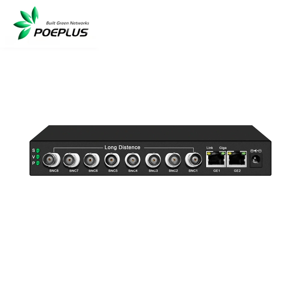 8 Ports coaxial switch with 2*1Gbe rj45 Uplink|100Mbe BNC extender ...