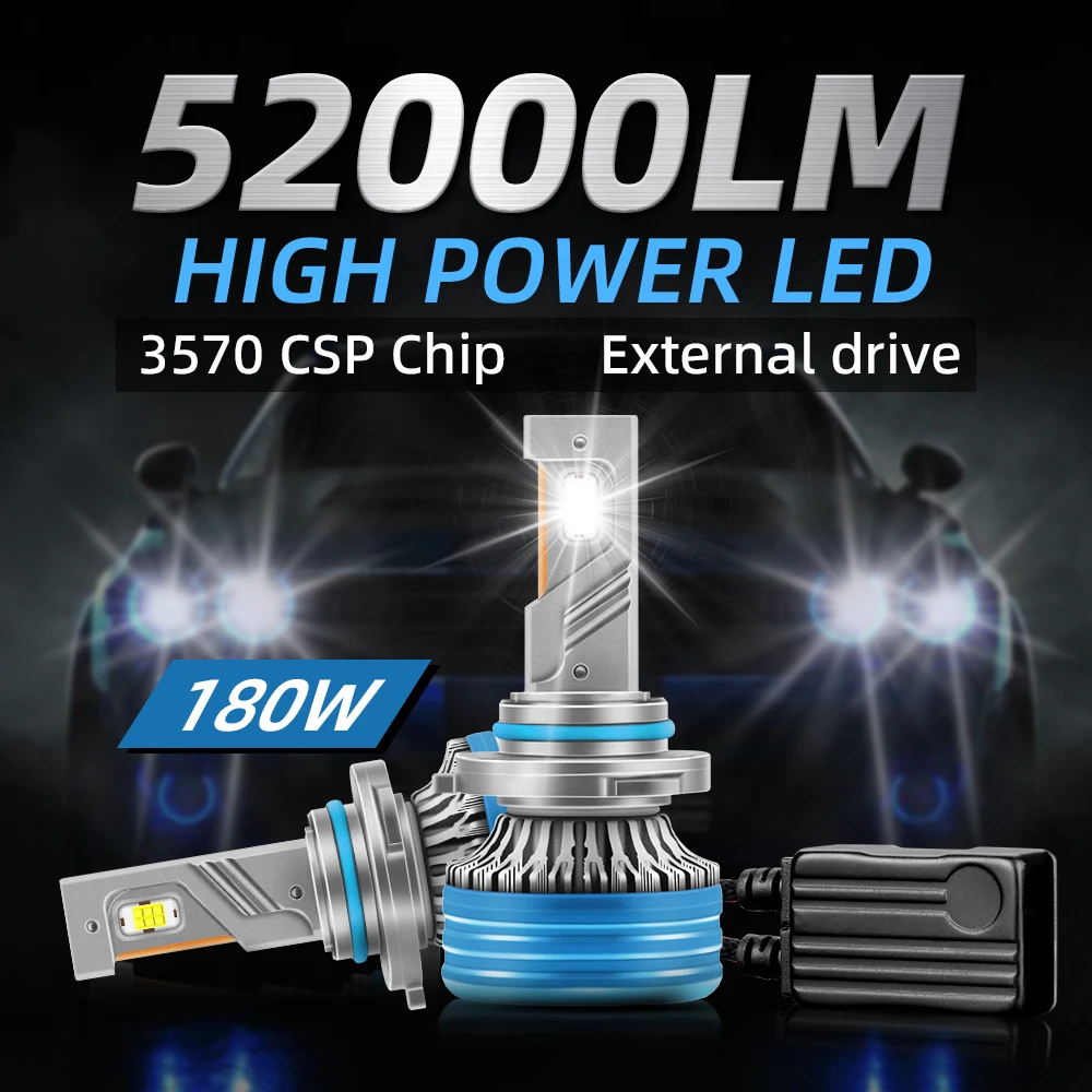 Roadsun-LED-Headlight-180W-External-Drive-52000LM-9005-9006-H1-H7-H11 ...