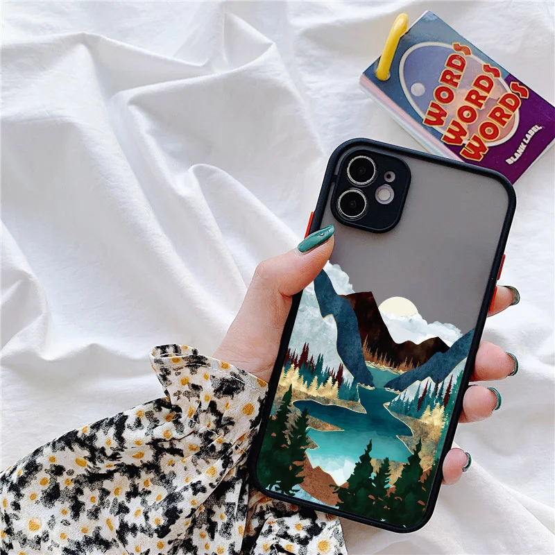 Hand Painted Phone Case For iphone X XS XR Scenery Shockproof Cases For ...