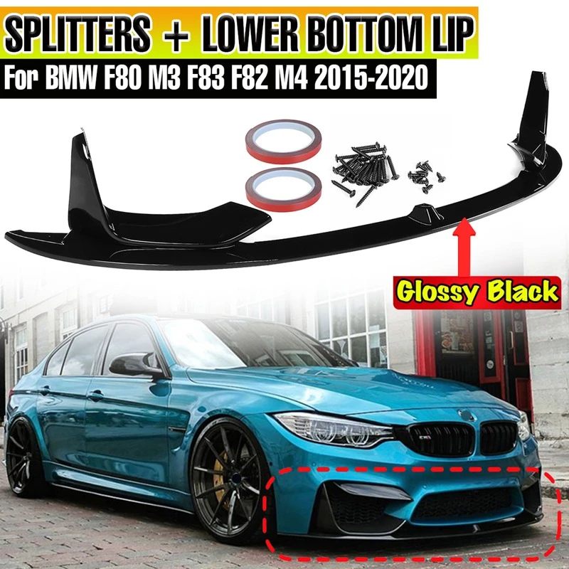 F80 Car Front Bumper Spoiler Lip Diffuser Body Kit + Side Splitter ...