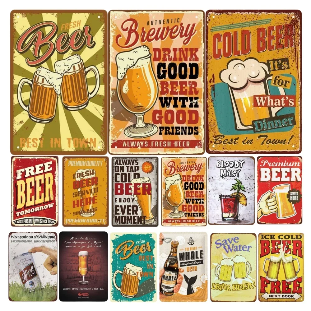 Nostalgic-Vintage-Metal-Wall-Decor-Beer-Metal-Tin-Signs-Posters-Plate ...