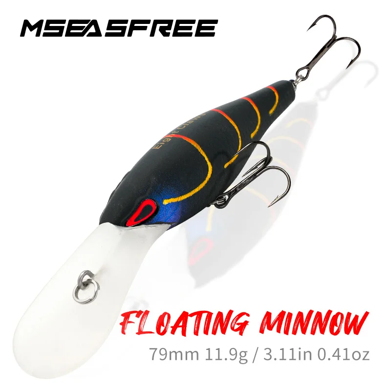 MSEASFREE-Floating-Minnow-Fishing-Lure-72mm-13g-Rattle-Artificial-Hard ...