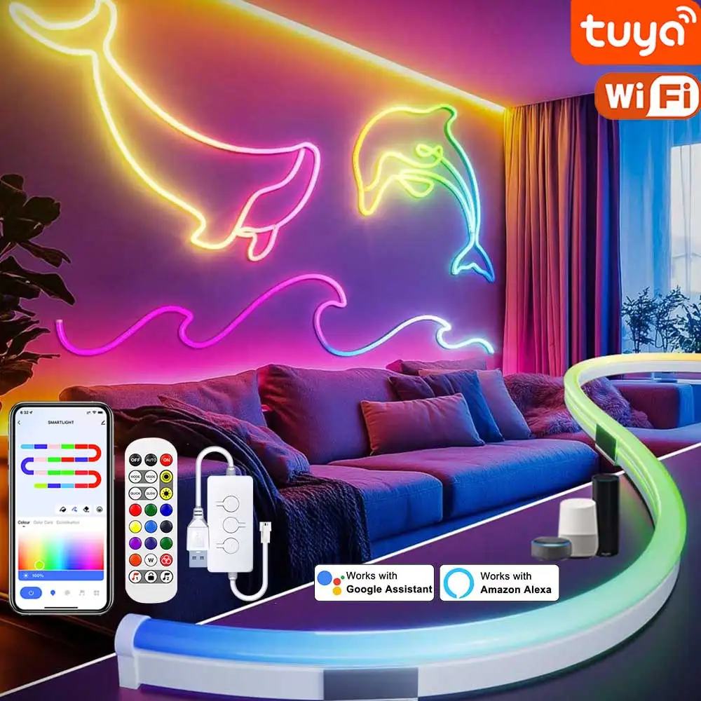 TUYA-WiFi-Neon-RGBIC-Strip-Light-Smart-LED-Lights-Ribbon-Lighting-USB ...