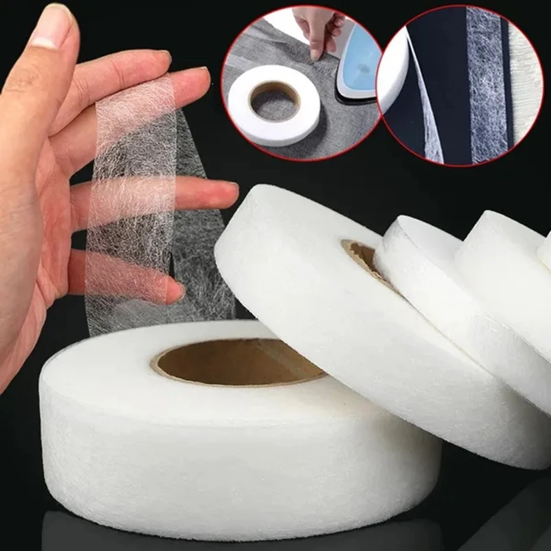 64m White Double Sided Interlining Sewing Accessory Adhesive Tape Cloth Apparel Fusible ...