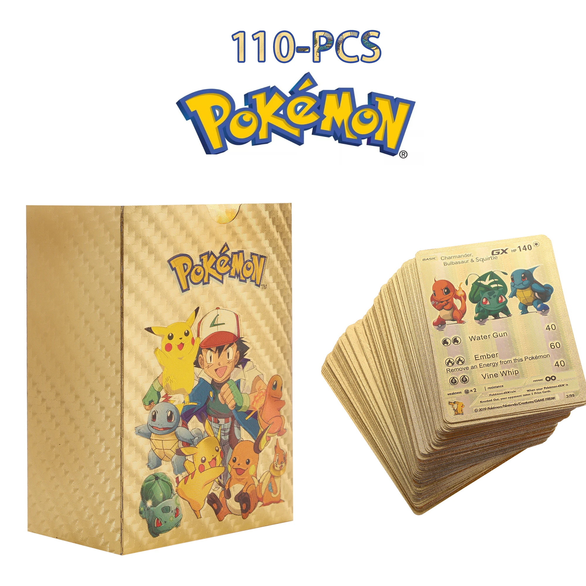 Cart-es-Pok-mon-Metal-Infantis-Gold-e-Silver-Card-Box-Vmax-GX-Charizard ...