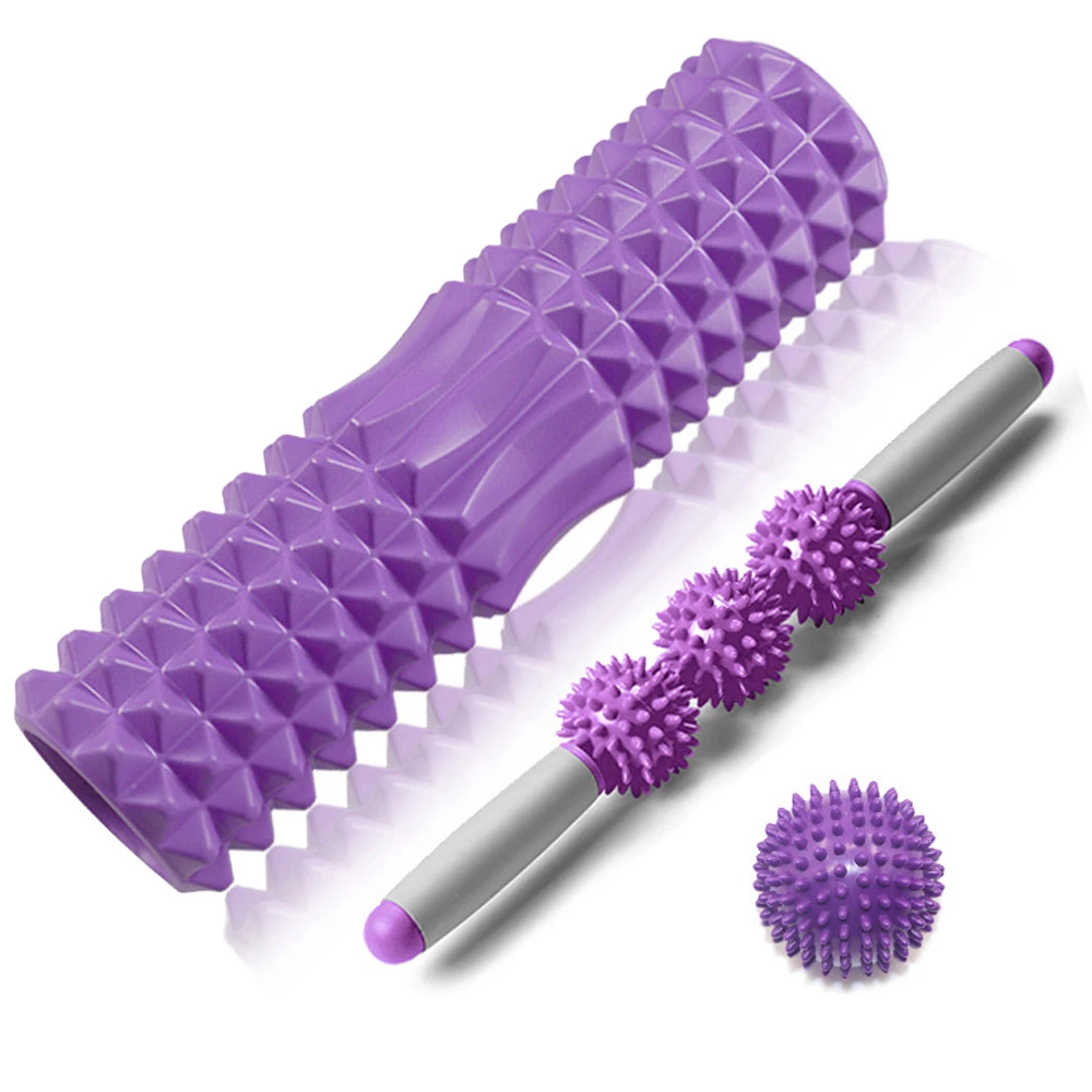 Fitness Pilates Foam Roller Blocks Suit Yoga Column Spiky Massage Ball ...