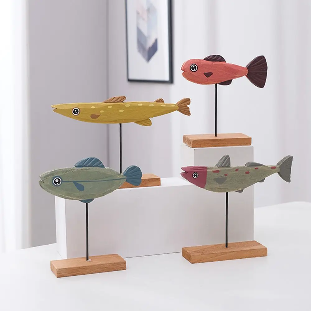 Colorful-Wooden-Fish-Statue-Nordic-Style-Fish-Sculpture-Ornaments ...