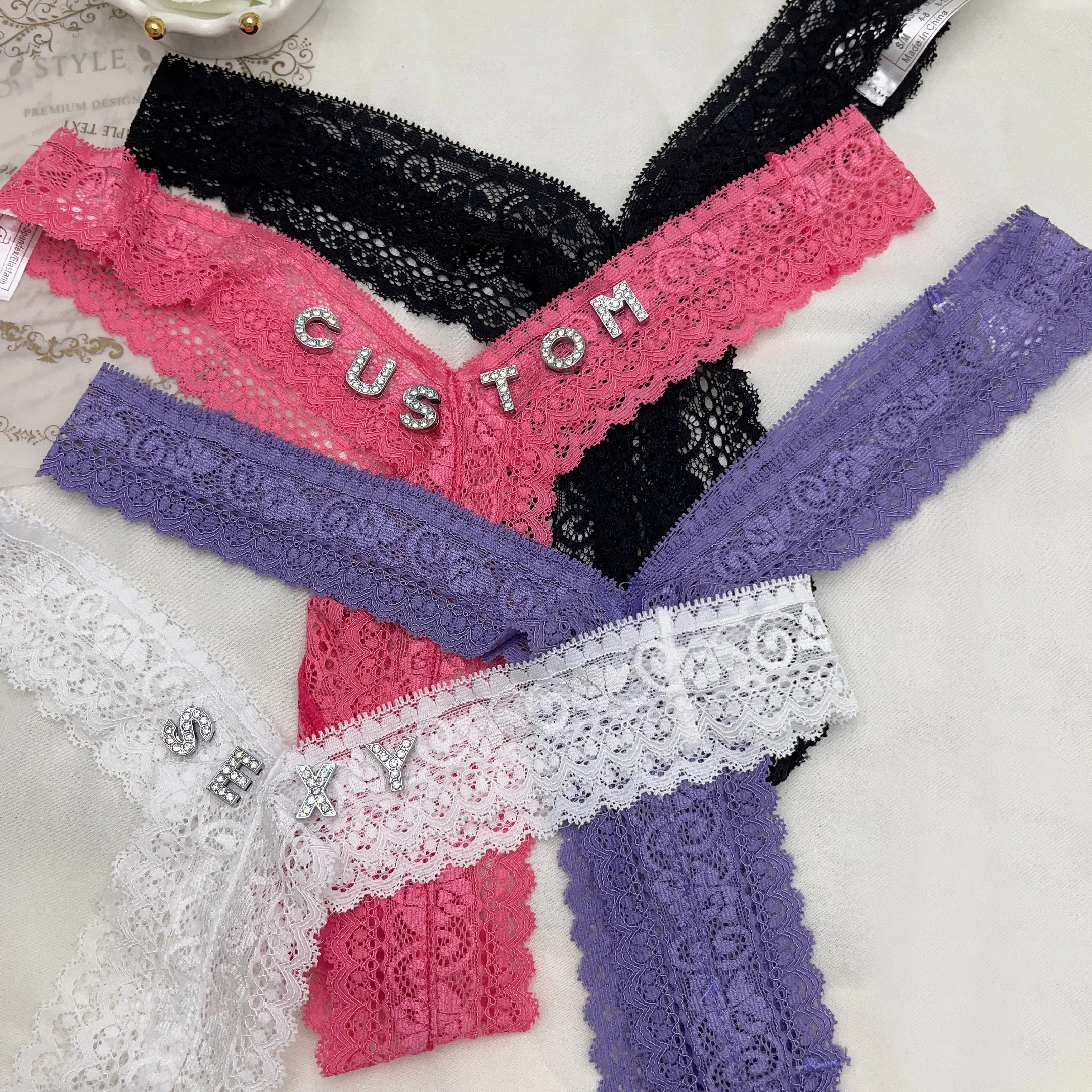 Custom-Thong-V-string-For-Women-Large-Size-Low-Waist-Bikini-Letters ...