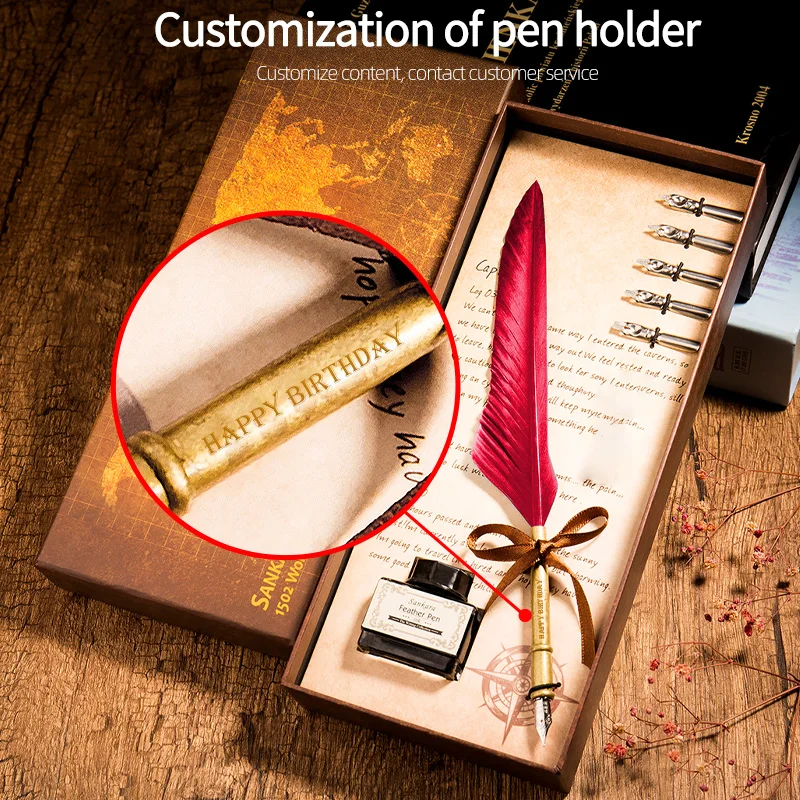 European-style-creative-retro-dip-ink-writing-feather-pen-metal-pen ...