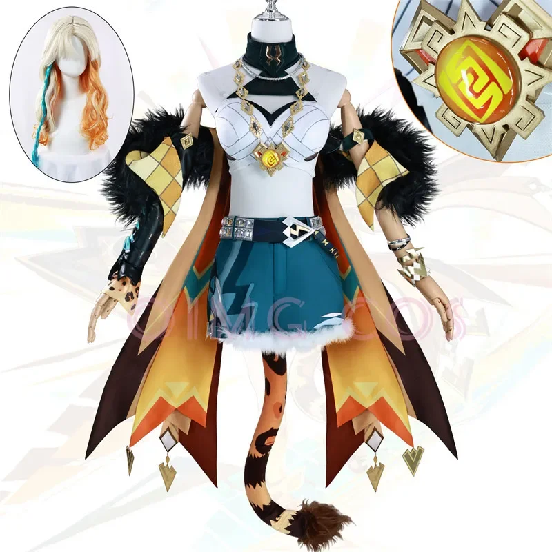 Genshin Impact Xilonen Cosplay Costume Uniform Wig Anime Halloween ...