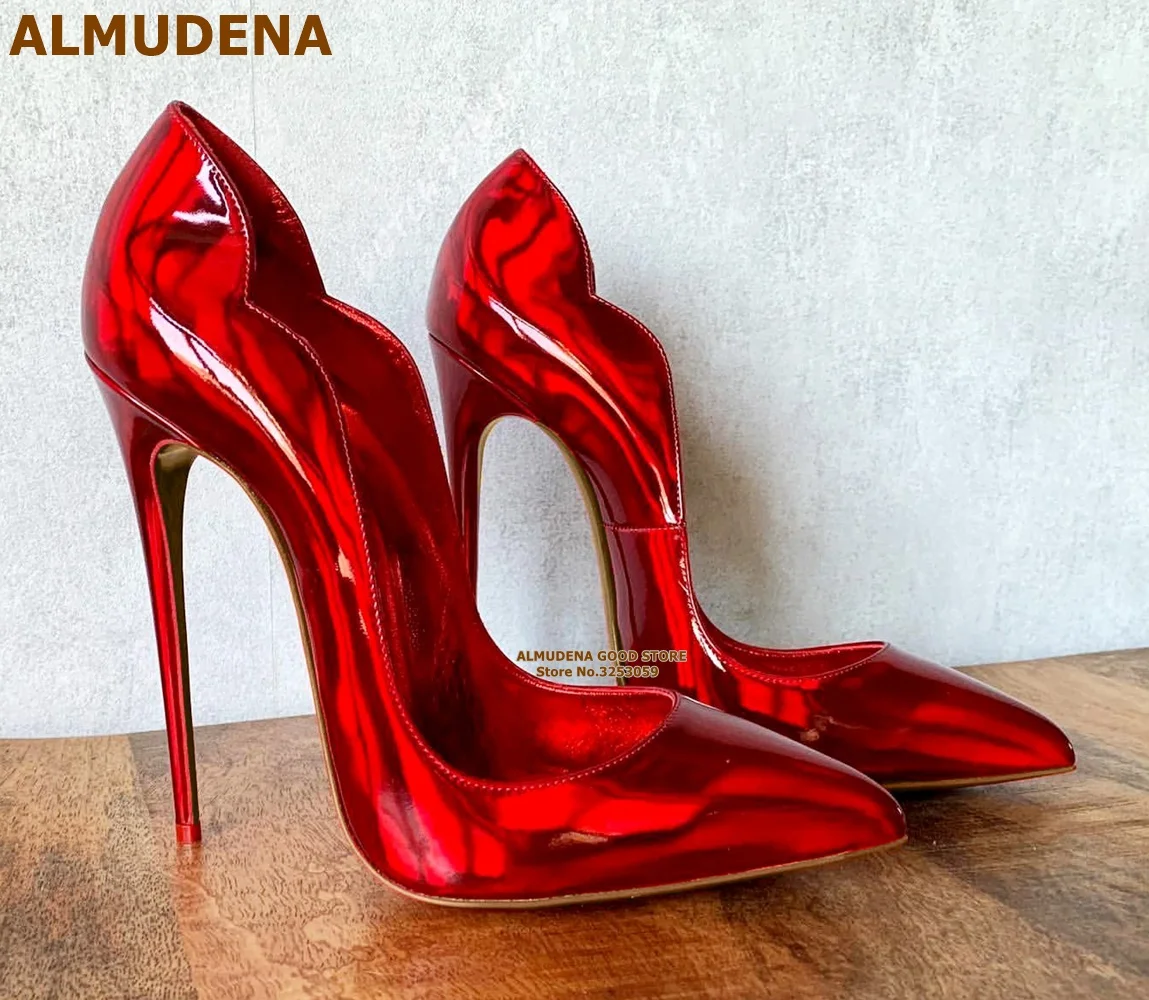 ALMUDENA-Talons aiguilles en cuir verni irisé hologramme rouge pour ...