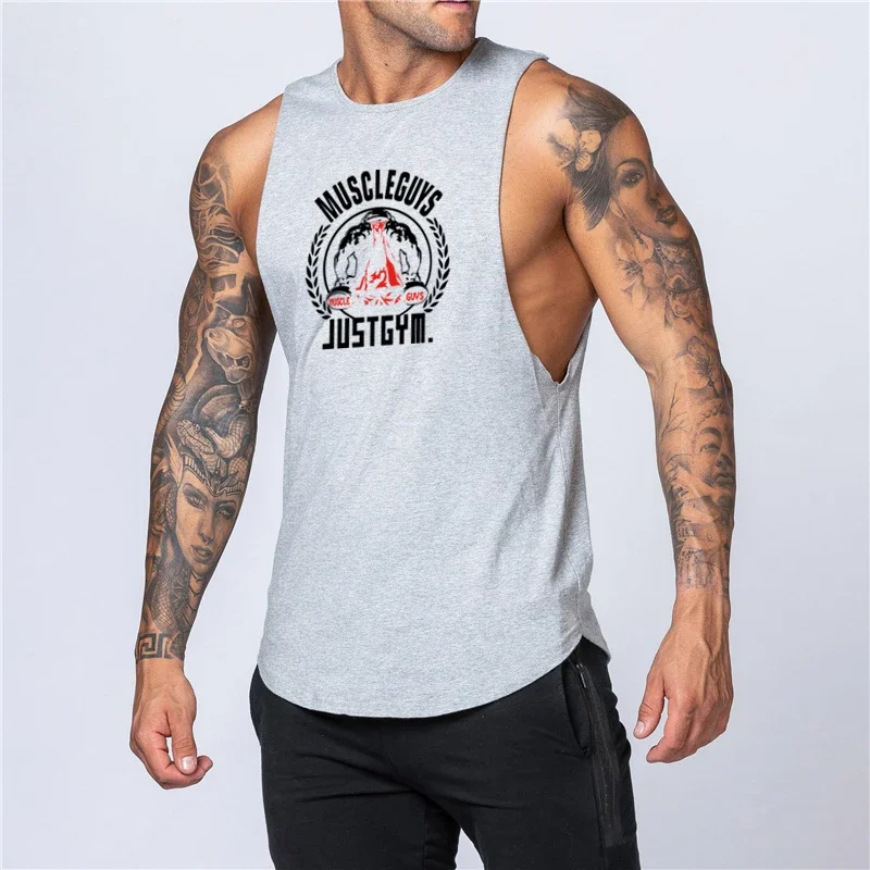 Summer Bodybuilding Stringer Tank Tops Summer Cotton Sleeveless Loose T ...
