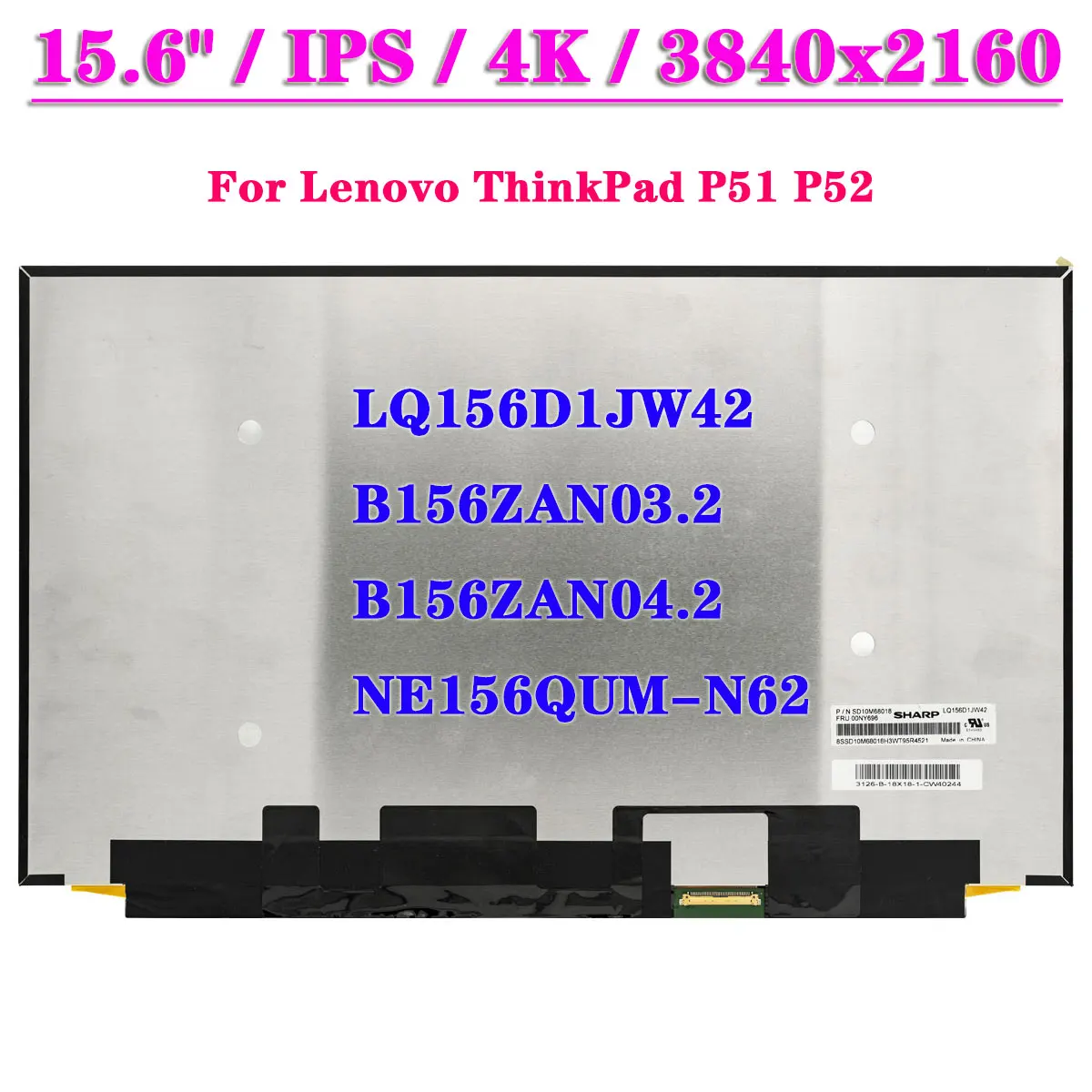 15.6" Ips 4k Laptop Lcd Screen Lq156d1jw42 Fit B156zan03.2 B156zan04.2 Ne156qum-n62 For Thinkpad ...