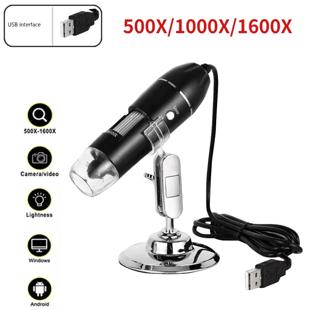 Digital Electronic Microscope Camera 1600x 8 Led 3in1 Type-c Usb ...