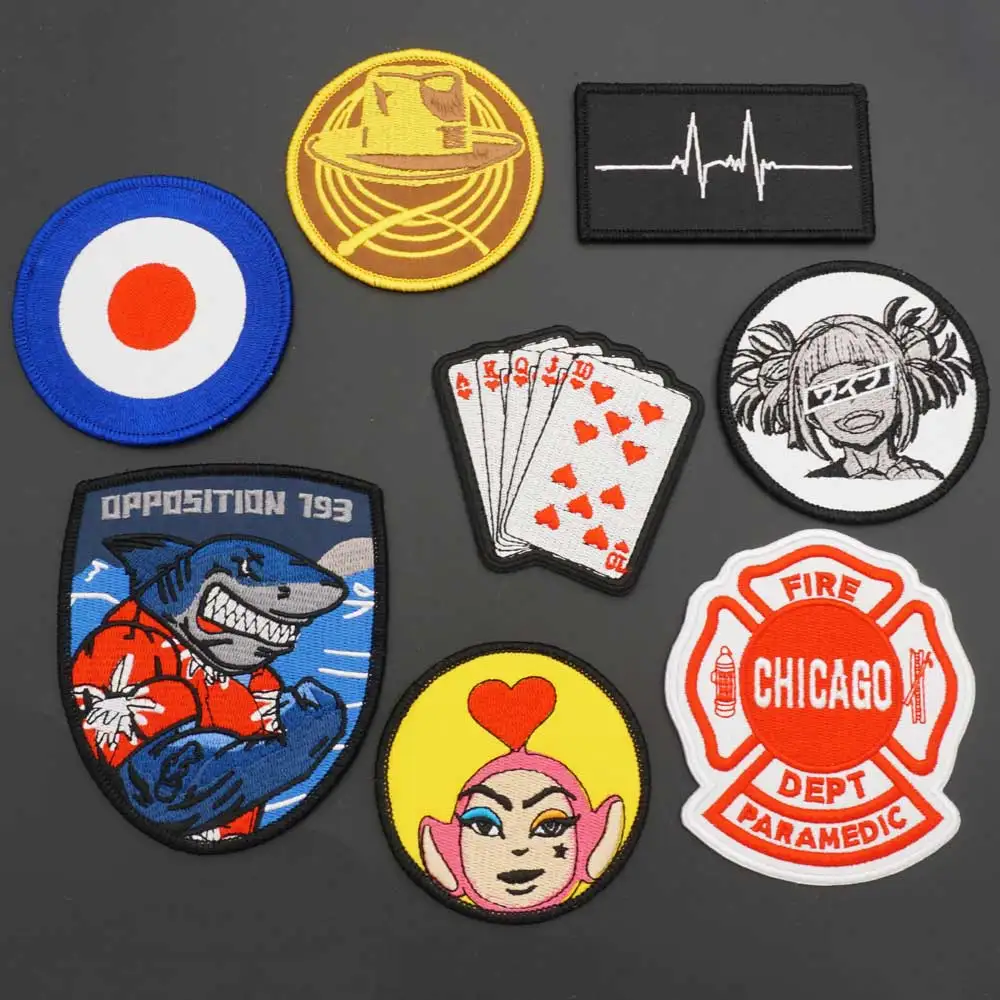 Poker-Embroidery-Punk-Patches-Merrow-Border-Hook-Loop-Back-Badge-for ...