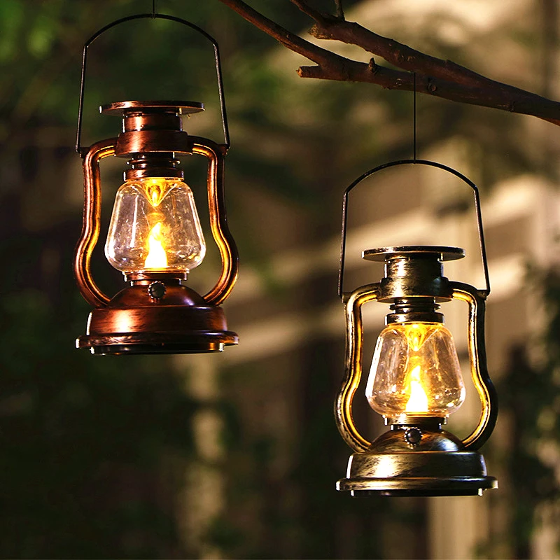 LED Solar Vintage Lantern Outdoor Hanging Metal Antique Solar Light for ...