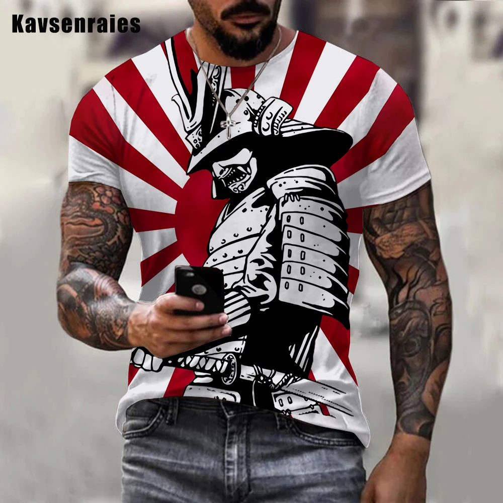 Camiseta-Samurai-3D-estampada-para-homens-e-mulheres-manga-curta-gola-O ...