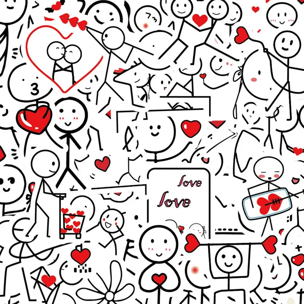 Stickman-Stickers-Waterproof-Cartoon-Matchstickers-50-Rich-Pattern ...