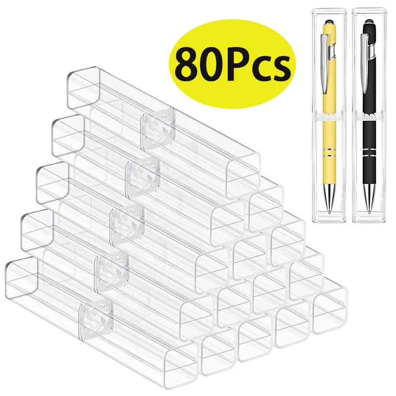 80Pcs-Plastic-Clear-Acrylic-Gift-Empty-Pen-Storage-Transparent-Plastic ...