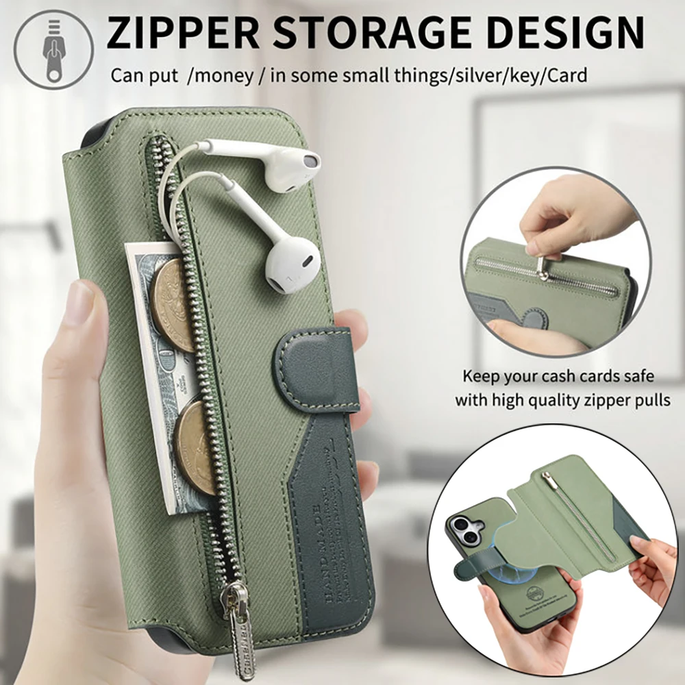 For OPPO A5 Pro 5G 4G Flip Case 2In1 Detachable Zipper Leather Wallet ...