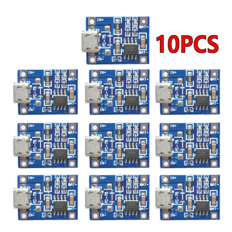 10pcs 5V 1A 18650 TP4056 Lithium Battery Charger Module Charging Board ...