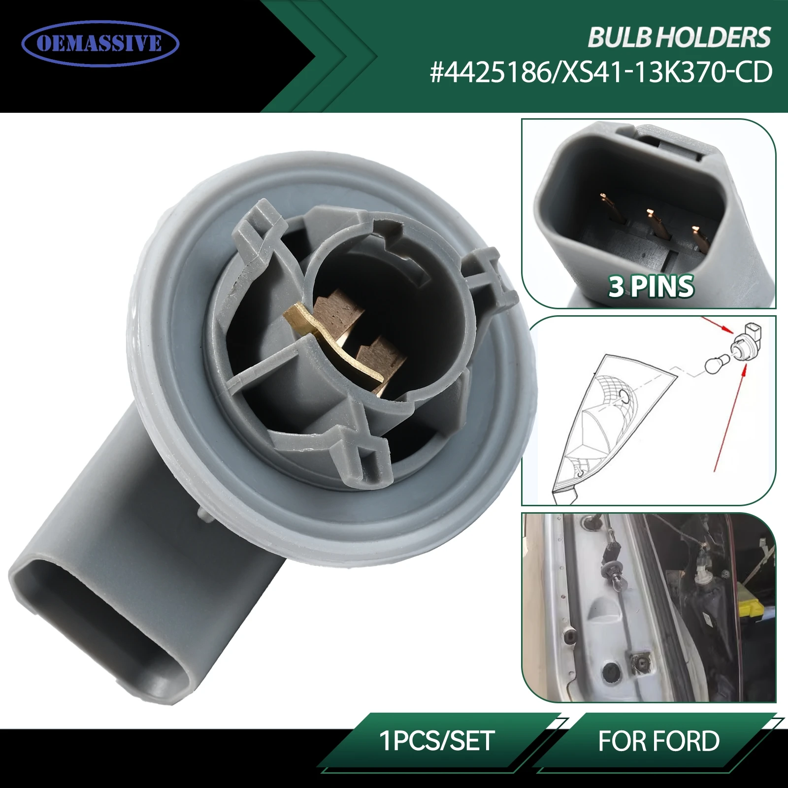Car Rear Stop Brake Tail Light Lamp Base Bulb Holder Socket For Ford ...